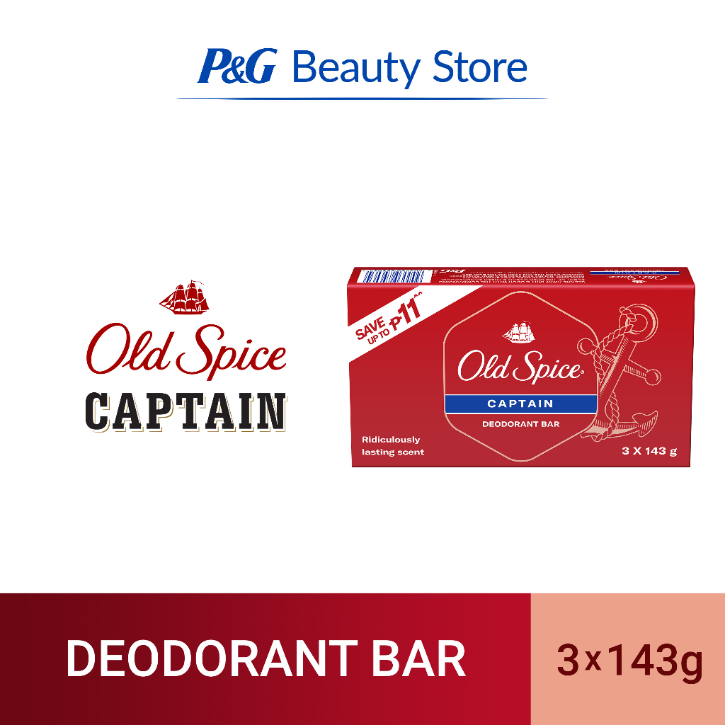 Old Spice Long Lasting Deodorant Bar Soap Captain 143gx3 | Shopee ...