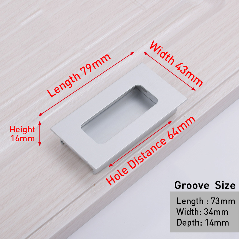 Aluminum Alloy Embed Handles Recessed Flush Handle Hidden Cabinet ...