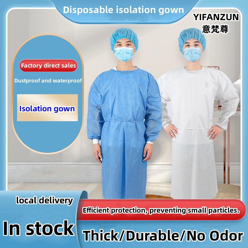 Pieces Isolation Gown Suit Blue WaterProof Disposable PPE Bunnysuit Non ...
