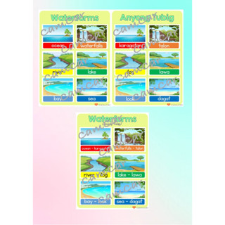 Laminated Wall Chart - English Filipino Tagalog - color, shapes, days ...