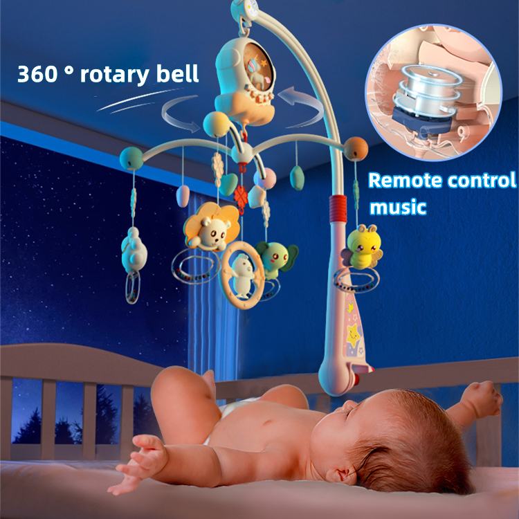 Crib Toys Hanging with Music Baby Bed Bell Remote Control Light ...