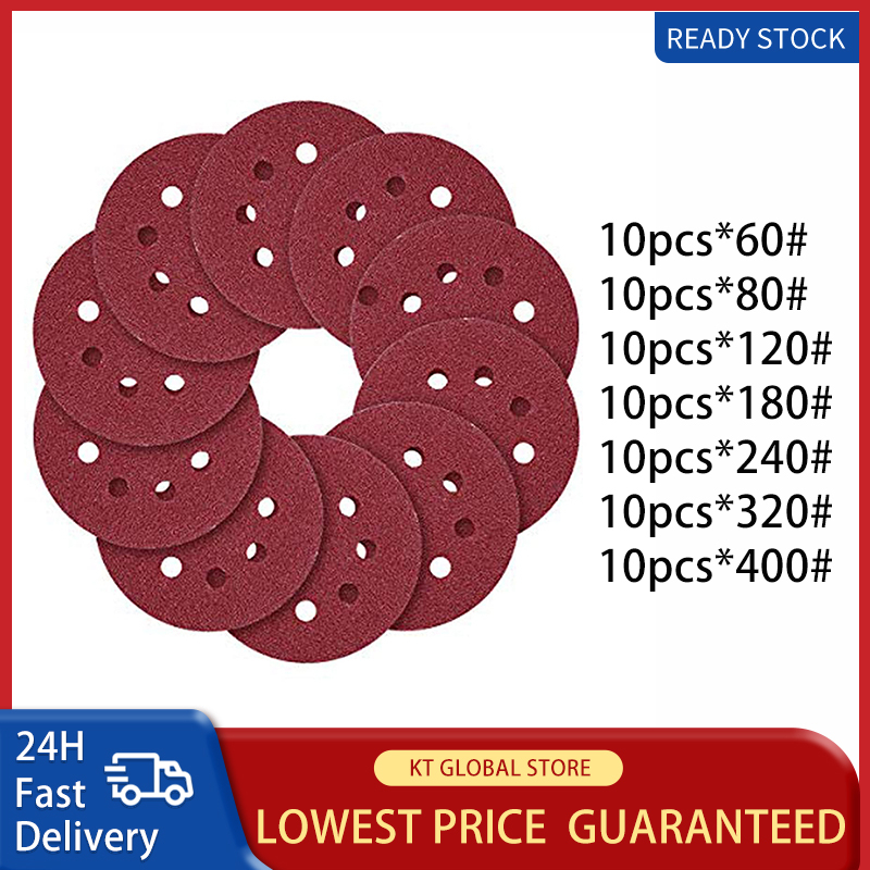 70pcs Sandpaper Round Shape Sanding Discs Hook Loop Sanding Paper 8 ...