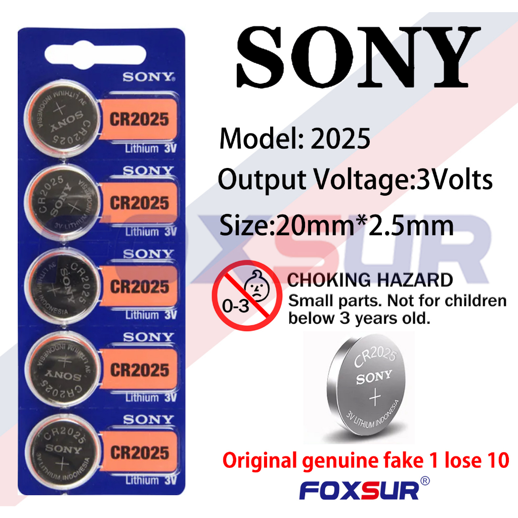 5PCS Sony CR2025 CR 2025 DL2025 BR2025 KCR2025 3V Lithium Battery For ...