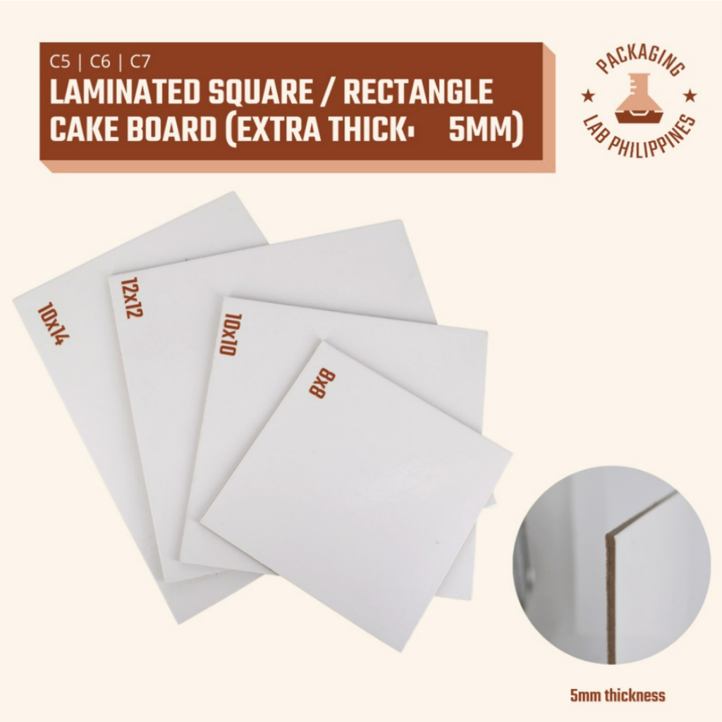 [10pcs] Laminated SQUARE / RECTANGLE White Cake Board (EXTRA THICK: 5mm ...