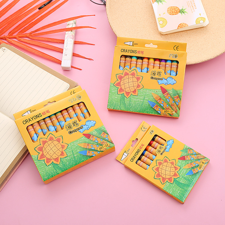 Sunflower cute cartoon crayons Student crayons 8/12/24 colors | Shopee ...