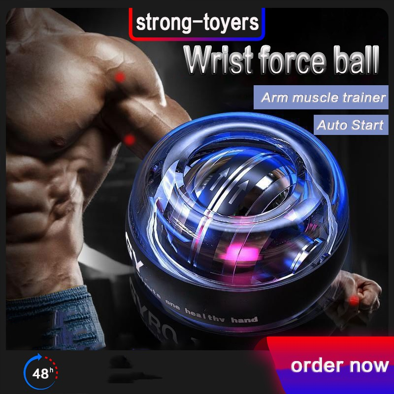 LED Wrist Power Hand Ball Hand Muscle Force Trainer Gyroscope Vibrating ...