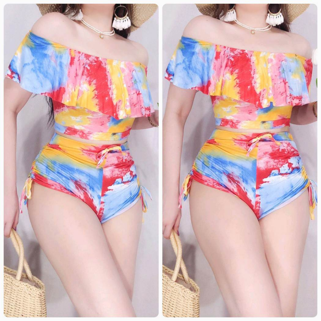 Trendy Best Seller Tiedye And Plain Offshoulder Terno Summer Outfit 4122