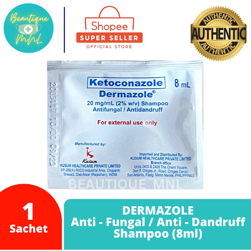 DERMAZOLE Anti Dandruff/ Anti-fungal Shampoo (1 SACHET) 8ML | Shopee ...