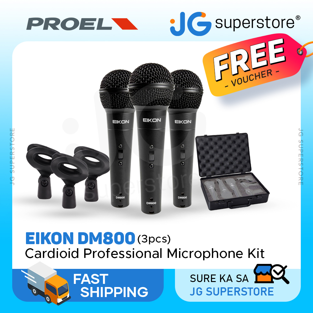 Eikon DM800 3pcs Dynamic Mics w/ XLR Connection, Included Mic Holders ...