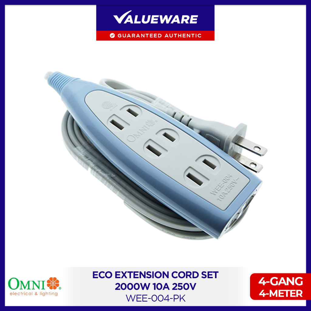 OMNI ECO Extension Cord Set 4-Gang 4-Meter Wire Length 2000W 10A 250V ...