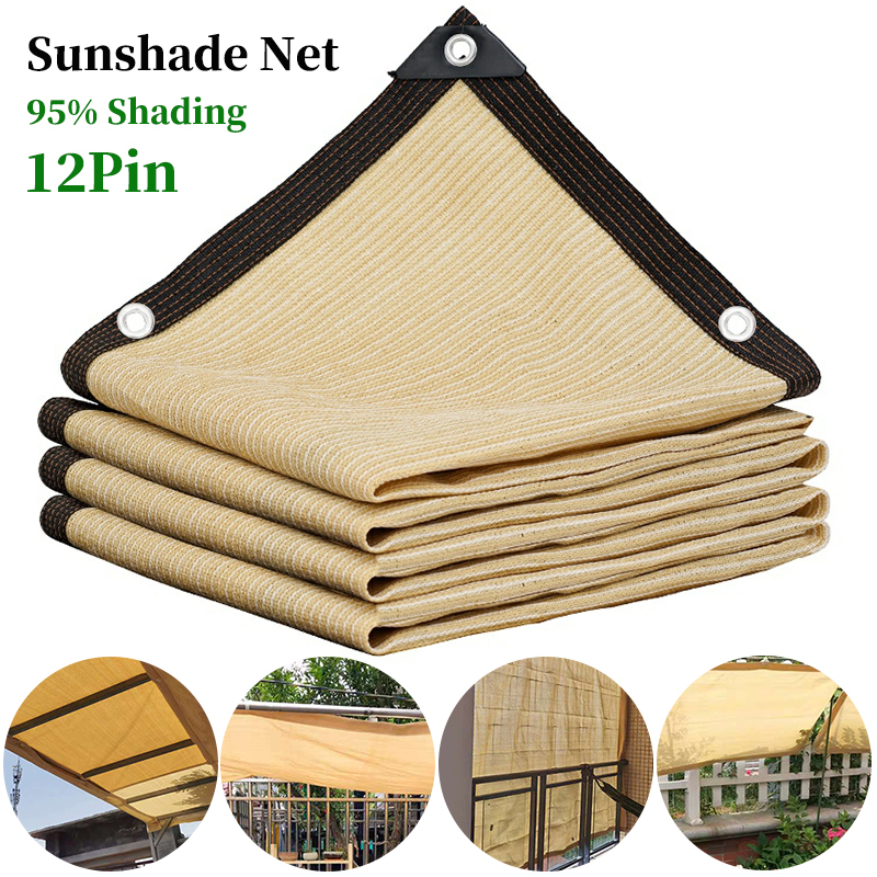 Beige 90% Sun Shade Net Mesh Car Garden Plant Sunshade UV Net Roof Tent ...