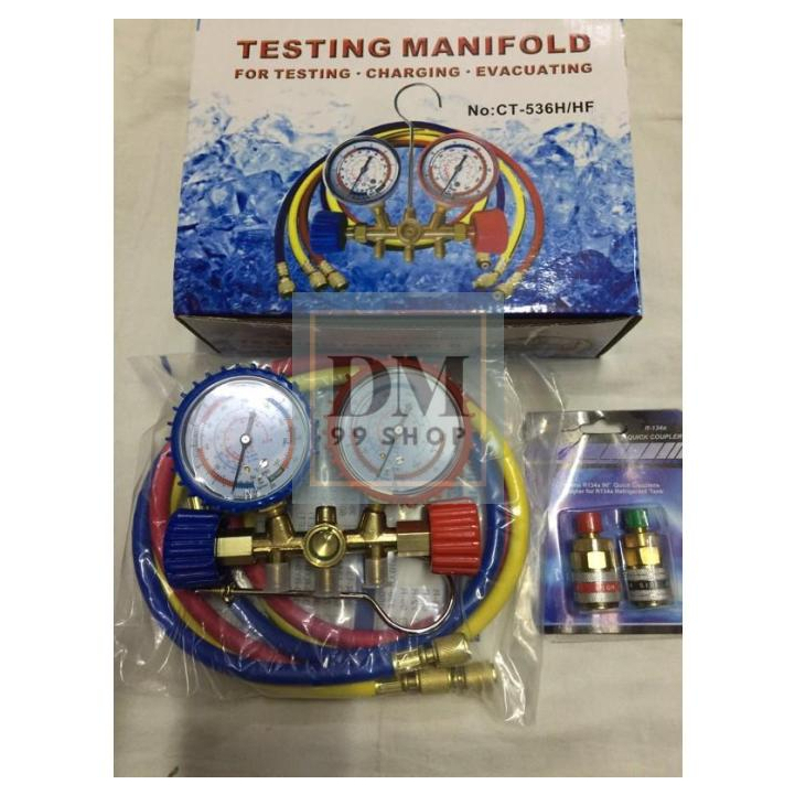COD Manifold Gauge Set w/ Adaptor R134a and 3 pcs Hose (R134a/R22 ...