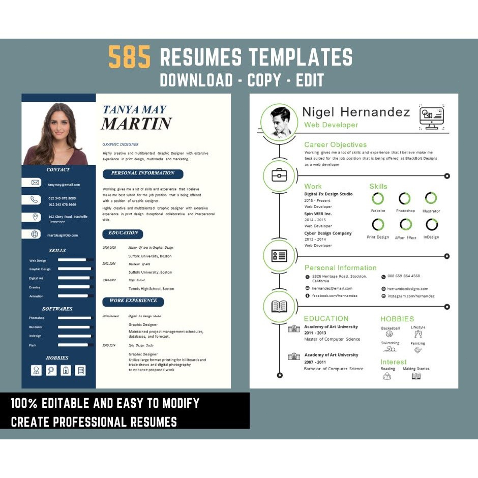 585 Sets Quality Professional Resume Templates | Shopee Philippines