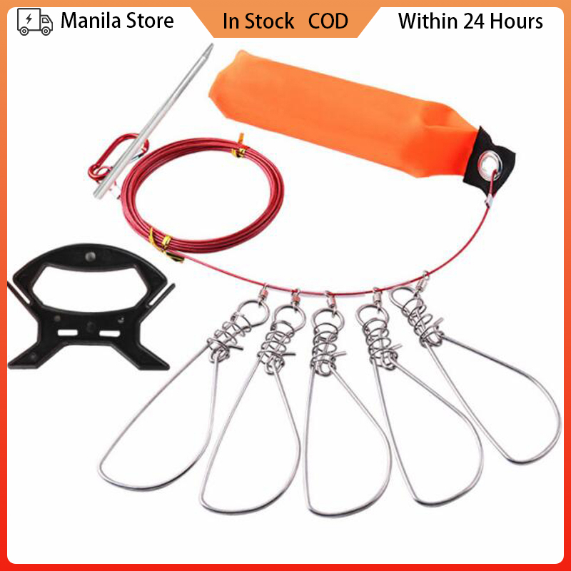 Fish Lock Buckle Lock Wire Rope 5 Snap Fish stringer Fishing Tackle ...