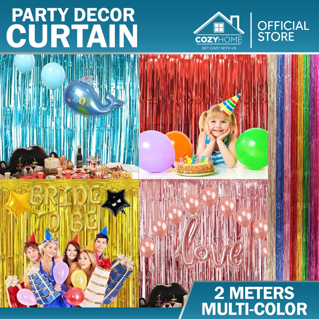 Cozyhome Metallic Silk Curtains 2 Meters Birthday Party Background ...