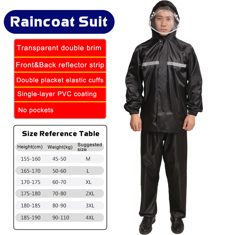 Waterproof Breathable Anti-storm Rain Suit Jacket & Trouser Suit Raincoat for Men & Women ...