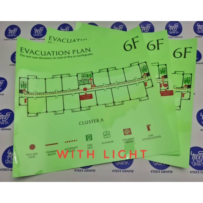 Evacuation Plan Printing on Photoluminescent / Luminous / Glow in the ...