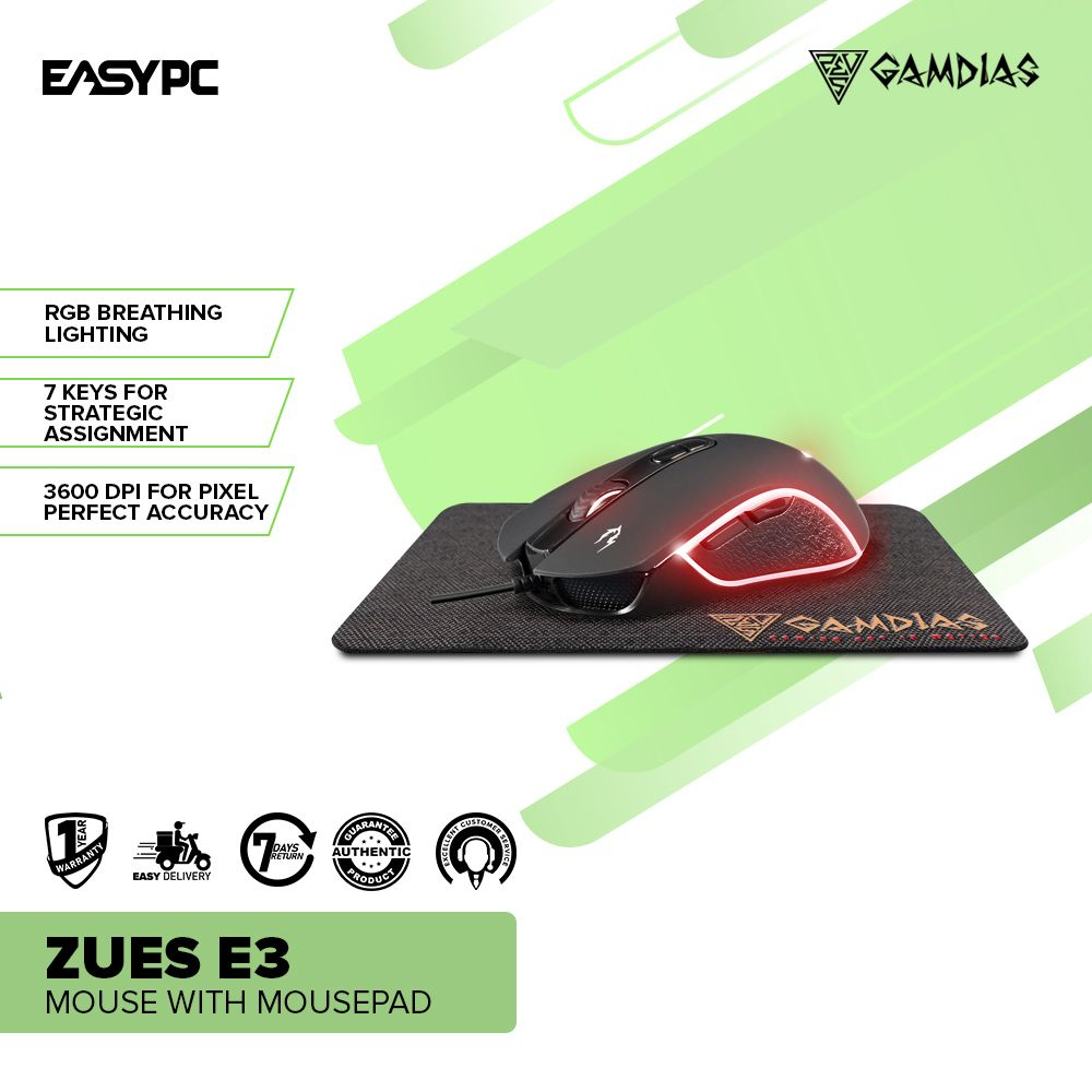 EasyPC | Gamdias Zeus E3 Mouse with Mousepad INTRINSIC DESIGN, RGB ...