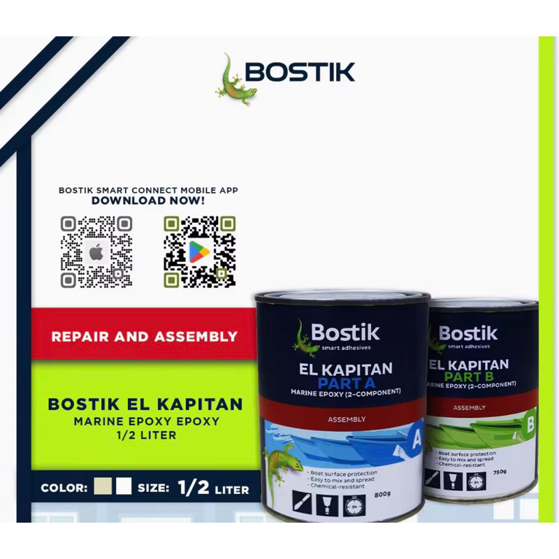 bostik EL kapitan part b part a set marine epoxy 1/2 liter | Shopee ...