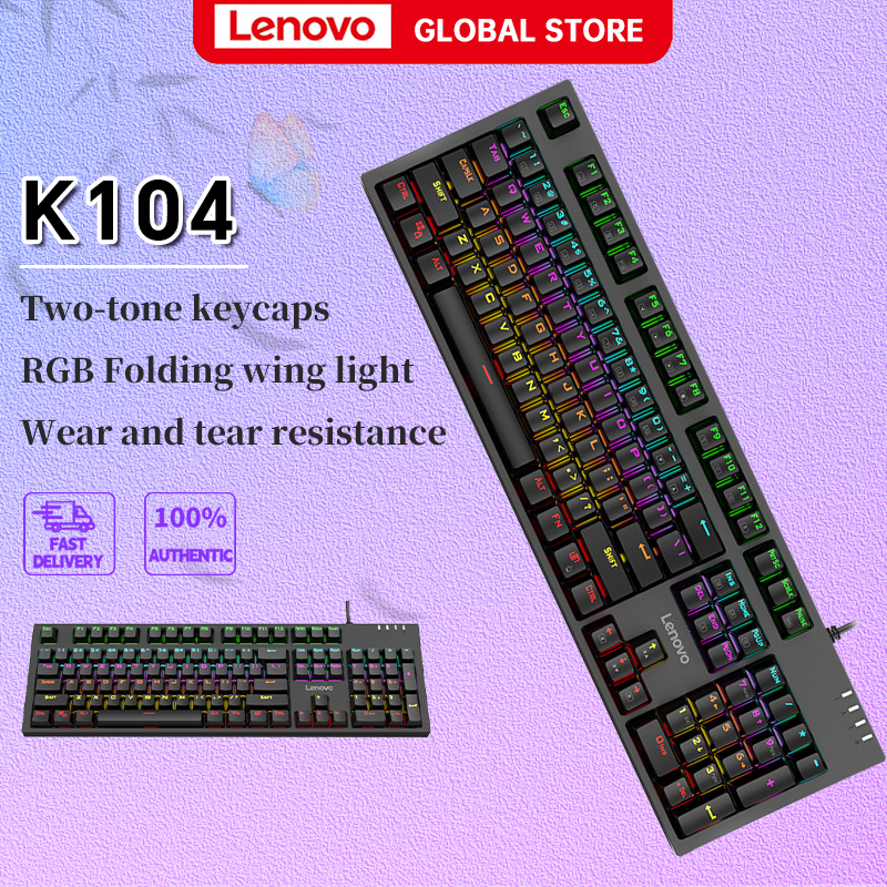 Lenovo K104 Mechanical Keyboard Office Gaming Wired Led For Computer ...