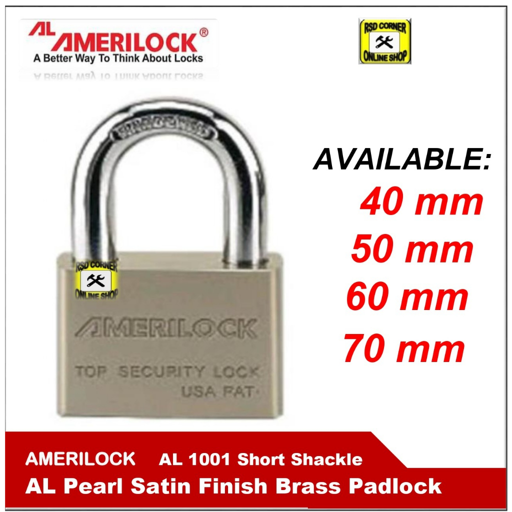 AMERILOCK Heavy Duty Pearl Satin Finish Brass Padlock Short Shackle ...