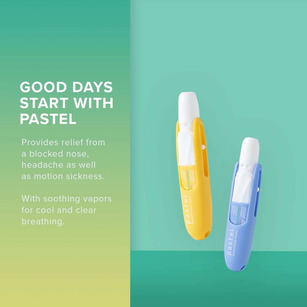 Pastel Pocket Inhaler x12 (1.5ml each) [Menthol, Dizziness, Headache ...