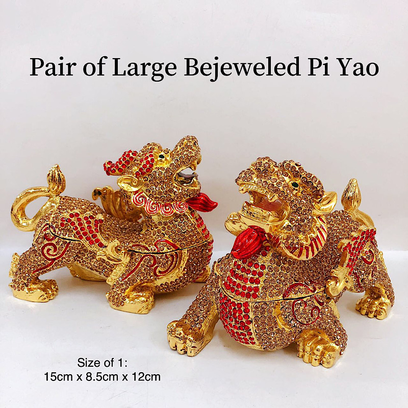 Fengshui Pair of Large Bejeweled Pi Yao Piyao | Shopee Philippines