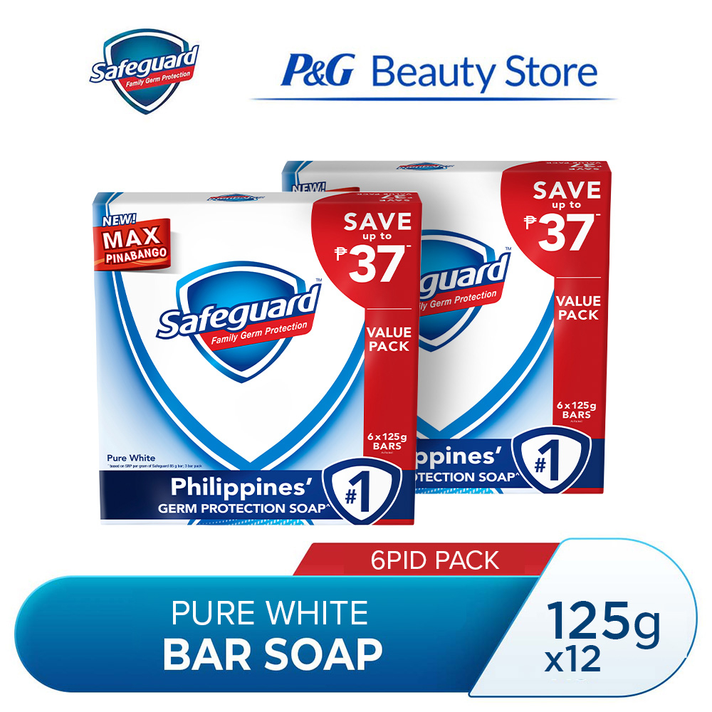 Safeguard Antibacterial Soap Bar 6pid Value Pack Pure White 125g Set Of