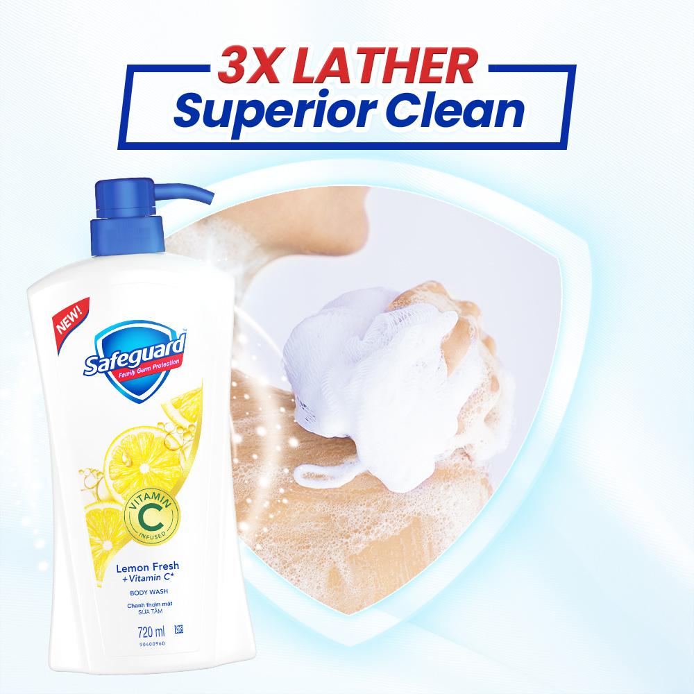 Safeguard Antibacterial Soap Body Wash Lemon Fresh with Vitamin C 720ml ...