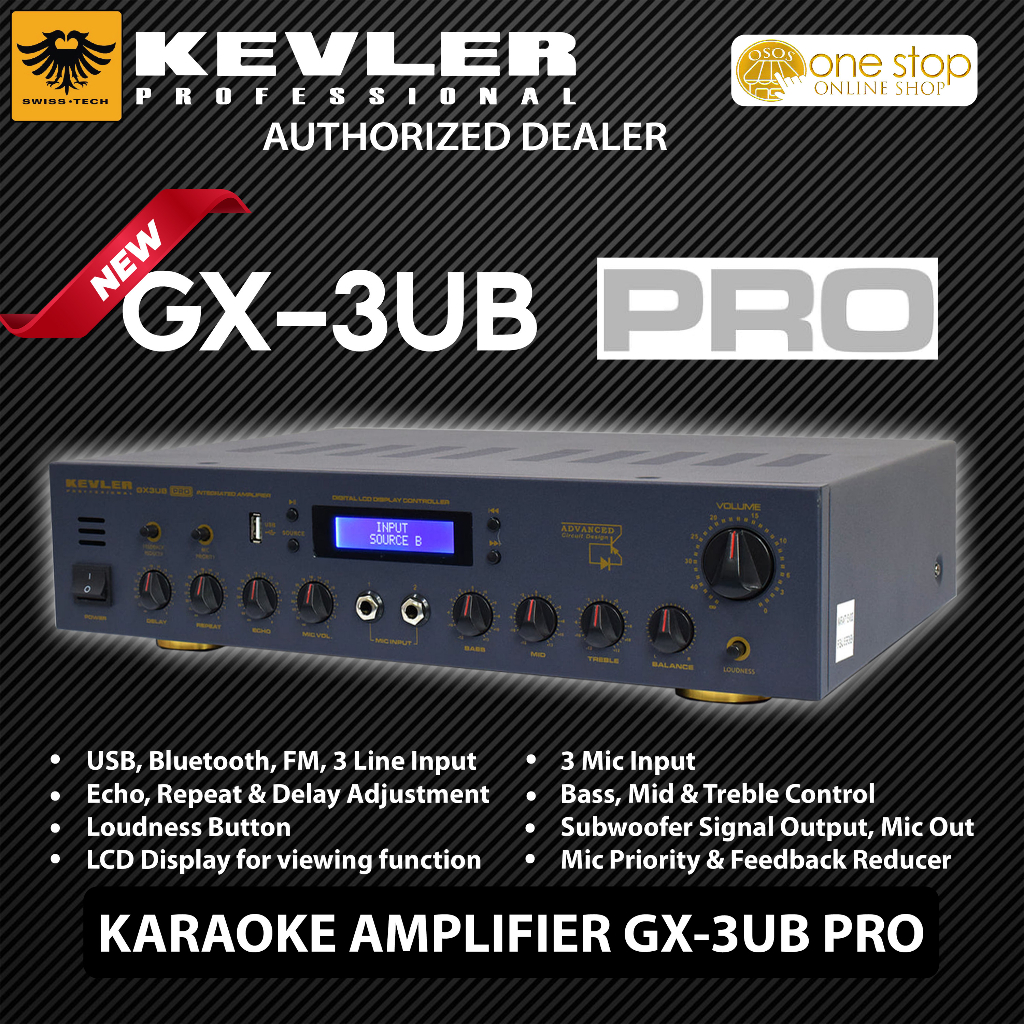 Kevler Professional GX-3UB PRO 300W x2 (black) W/ USB, Bluetooth, FM ... Kevler Professional GX-3UB PRO 300W x2 (black) W/ USB, Bluetooth, FM ...