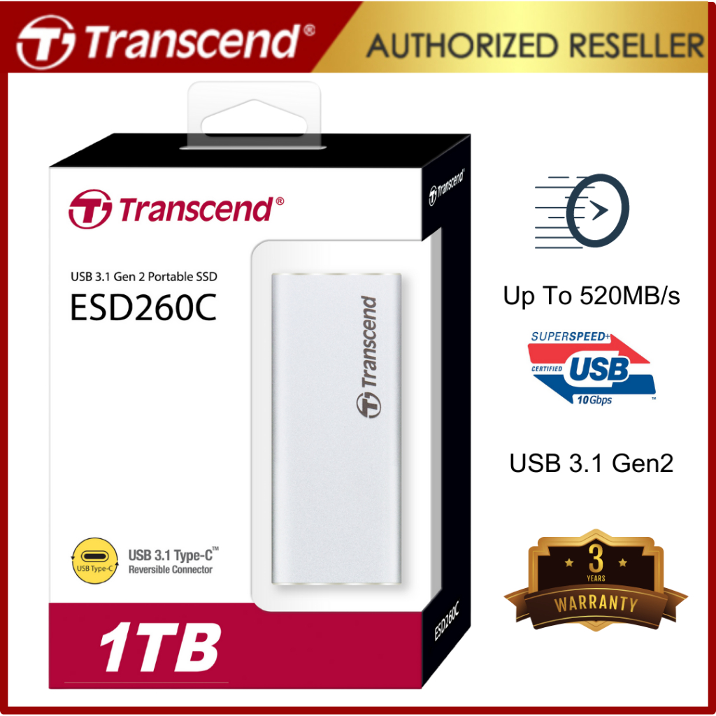 Transcend ESD260C 250G/500G/1T Portable SSD Laptop/Desktop/Mobile Phone ...