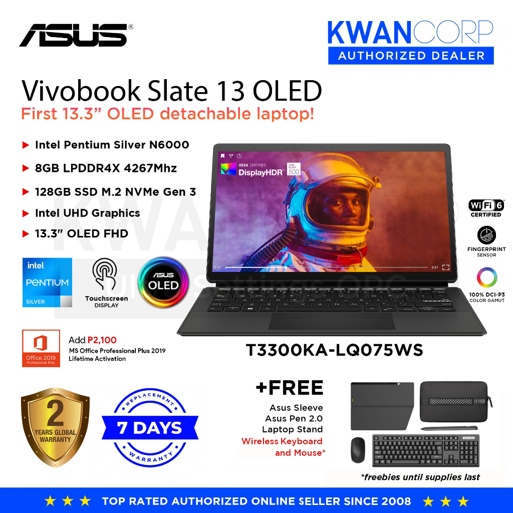 Asus Vivobook Slate 13 OLED T3300KA-LQ075WS Intel Pentium Silver N6000 ...