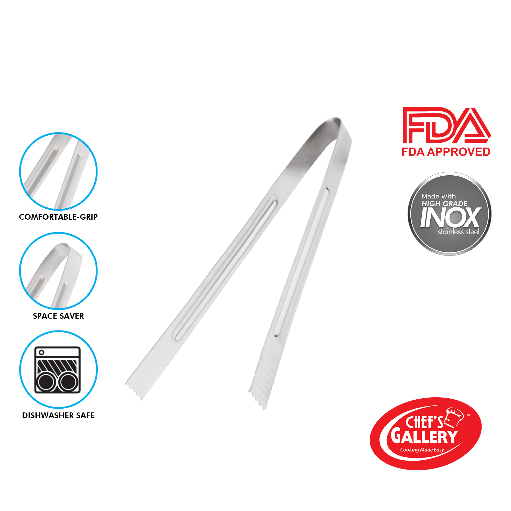 CHEF'S GALLERY Food Tongs, 100% Food Grade Material, Multi-Purpose ...