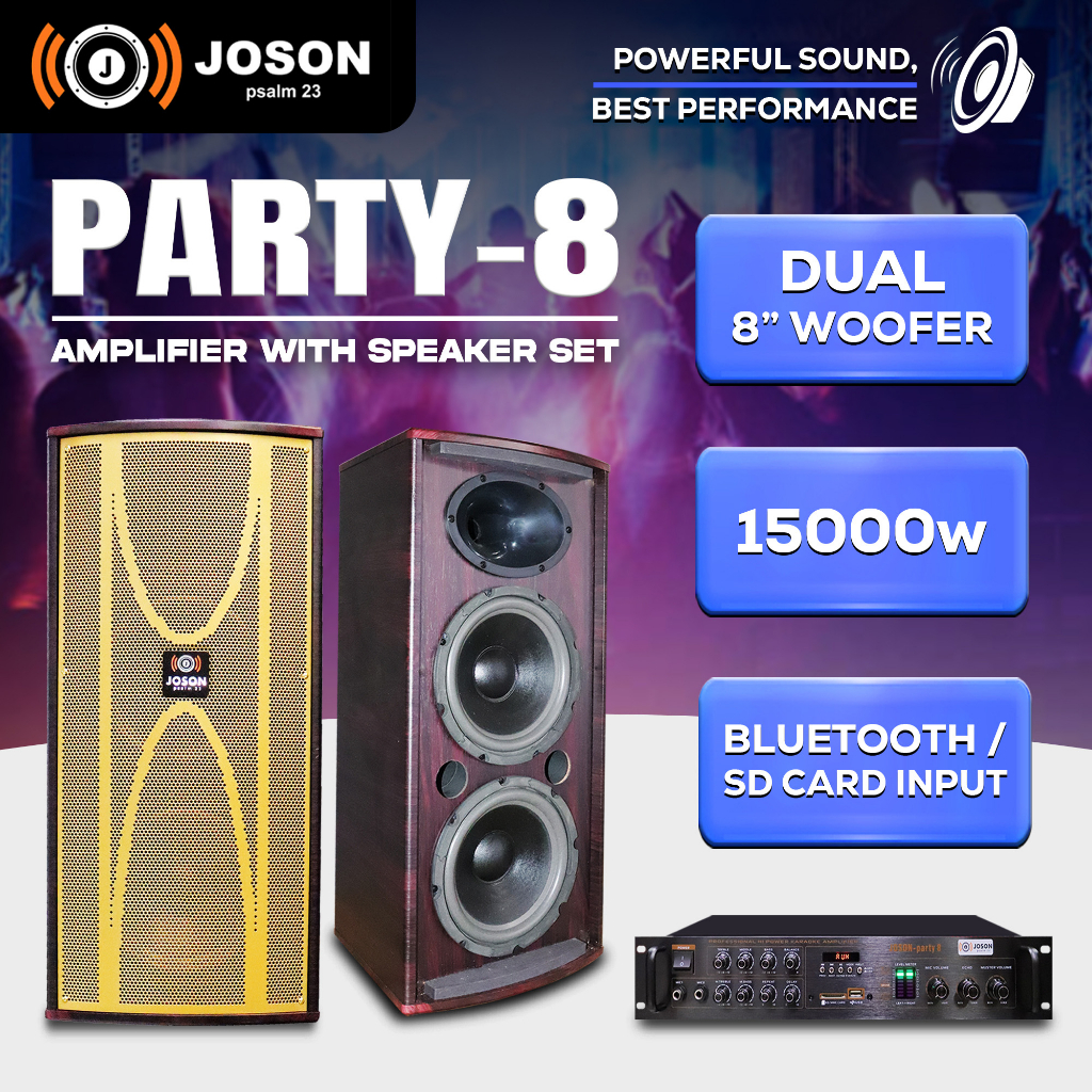 Joson PARTY-8 Amplifier w/ Speaker Set with FREE Speaker stand | Shopee ...