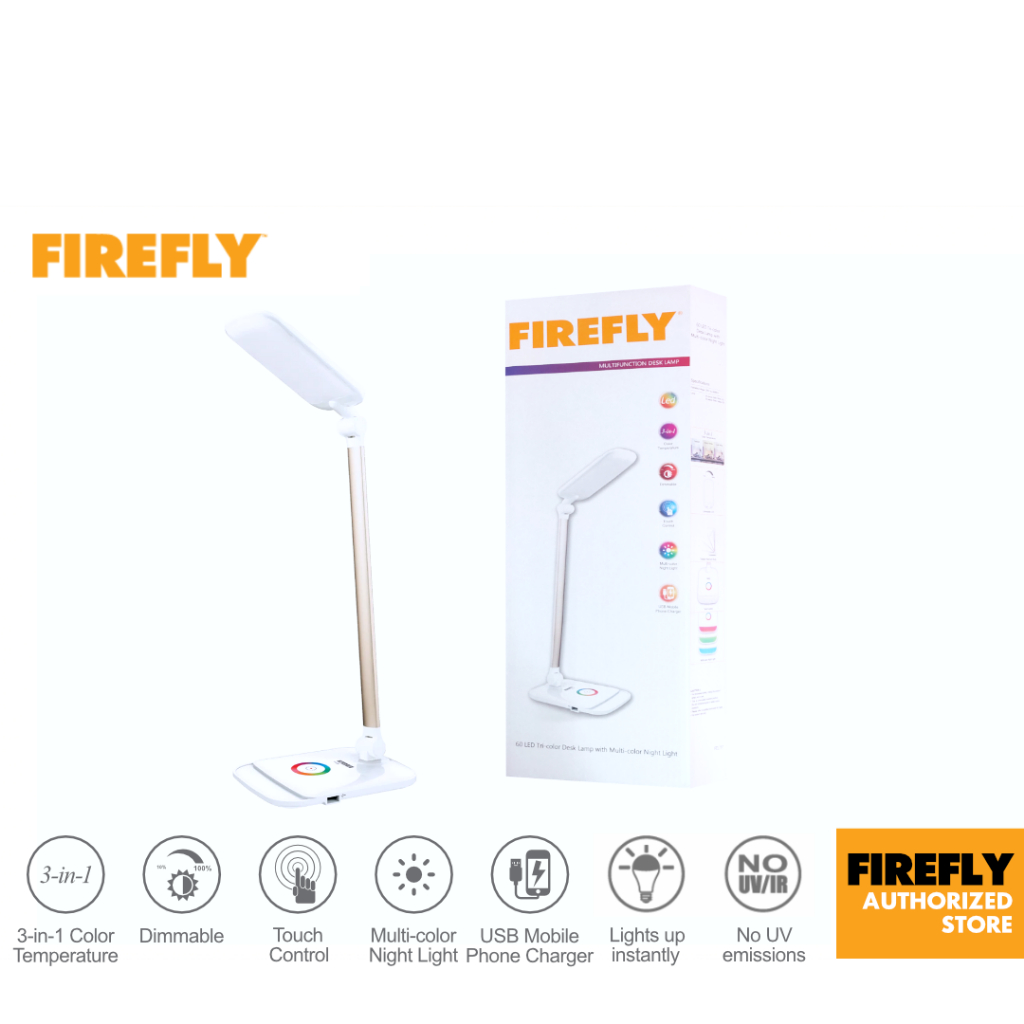 Firefly 60 LED Tri-color Desk Lamp with Multicolor Night Light FEL717 ...