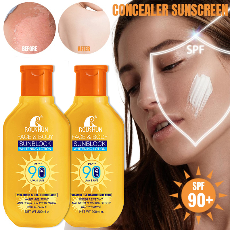 DEVNEN Sunscreen Lotion SPF90+ Face & Body Sunblock Whitening Cream UV Protection Waterproof ...
