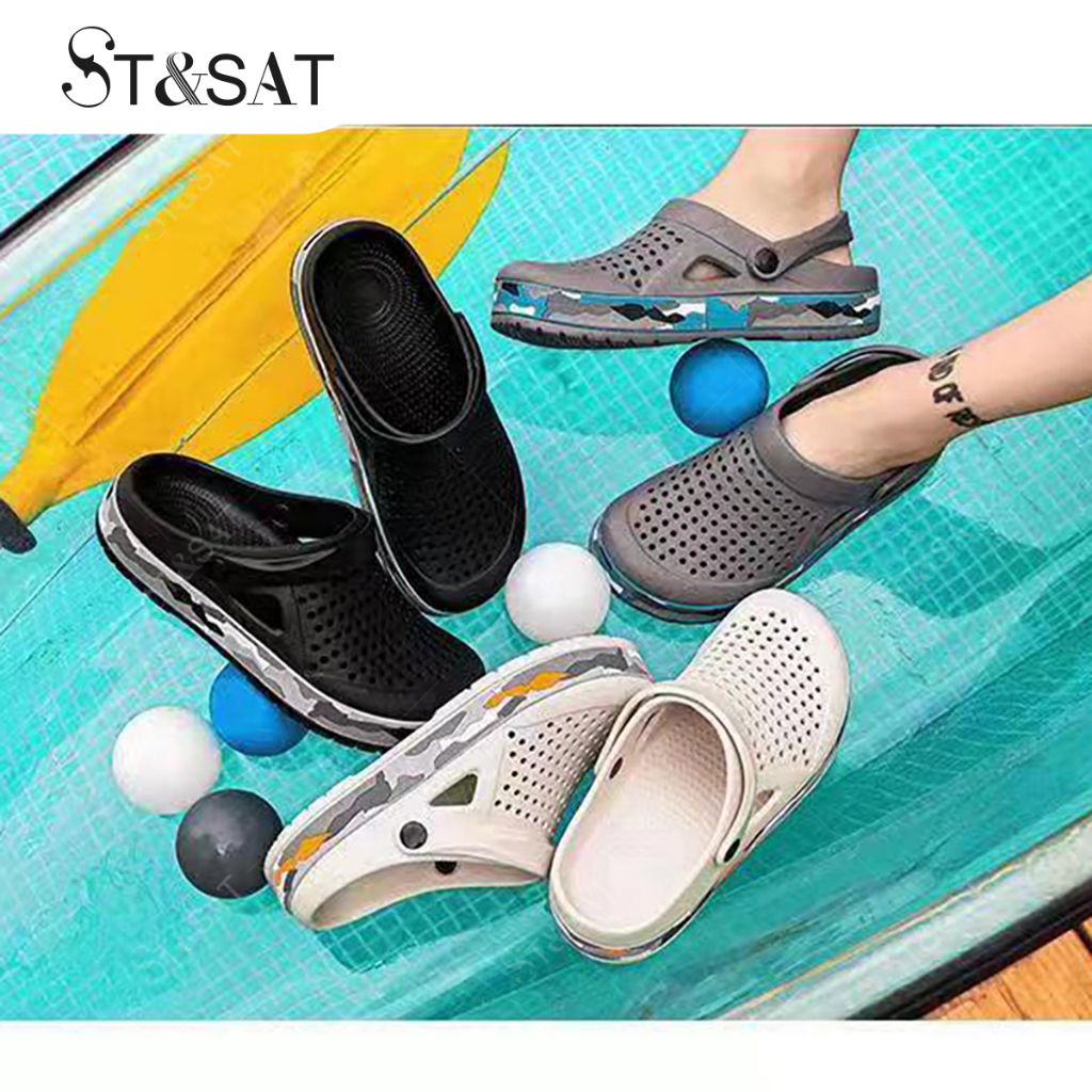 Men's Sandals Beach Shoes Thick Sole Slippers Anti slip Printed ...