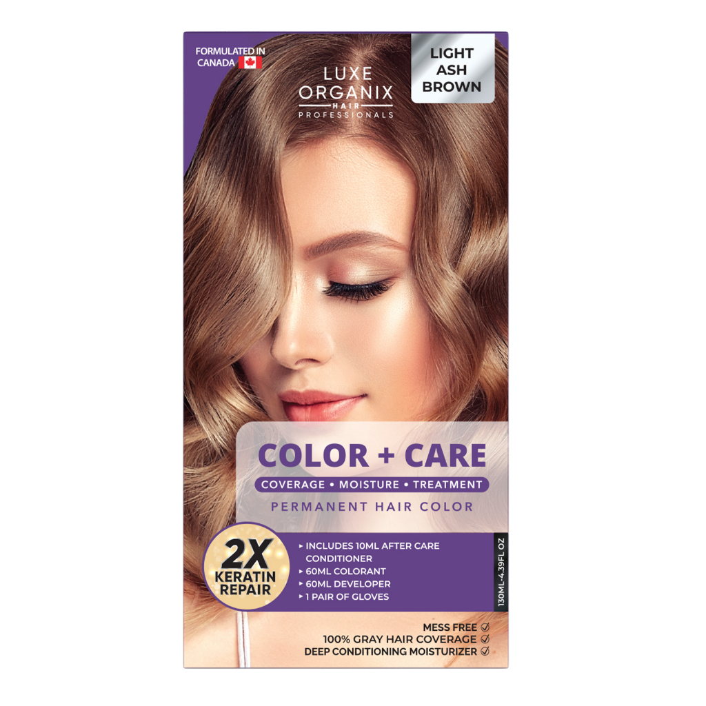 Luxe Organix Keratin Hair Color + Care Light Ash Brown 130ml | Shopee ...