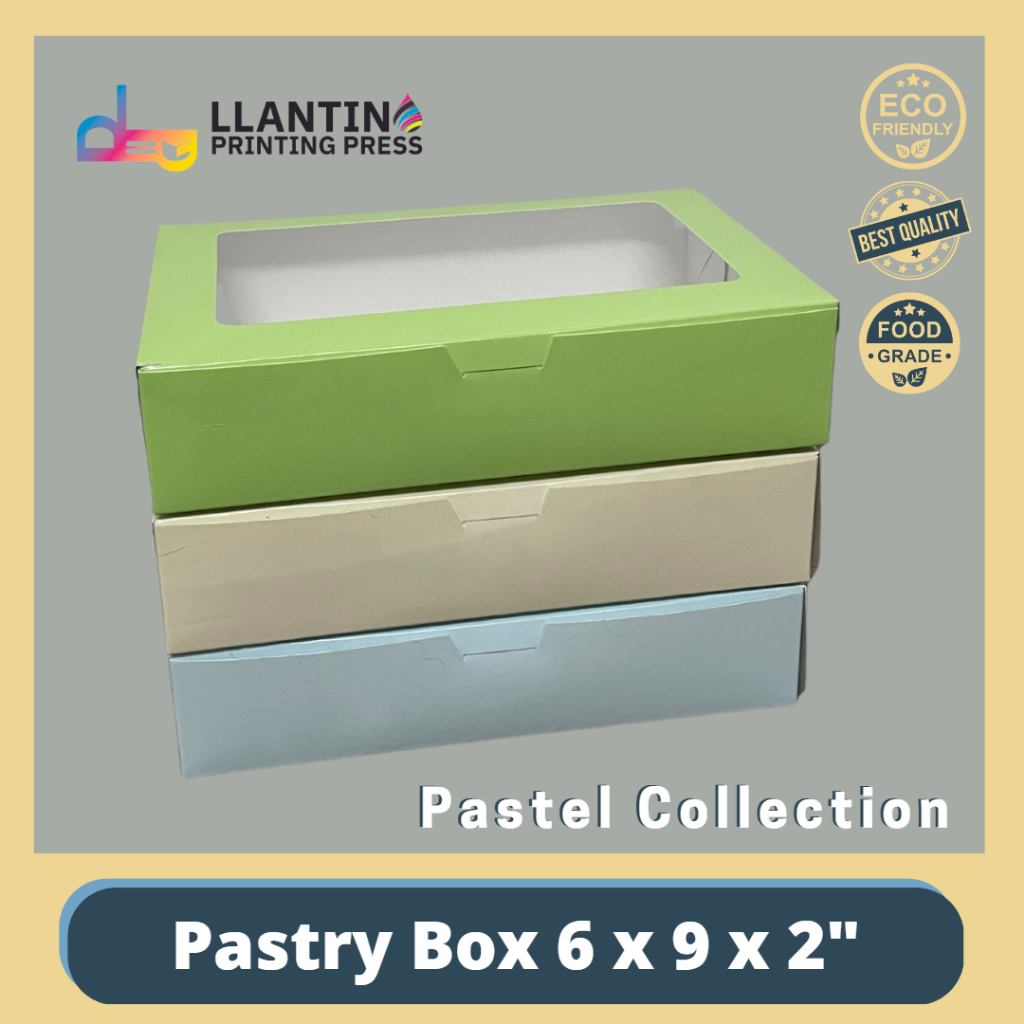 20 pcs | Pastry Box 6x9x2 | Pastel Collection | With Window | Brownies ...