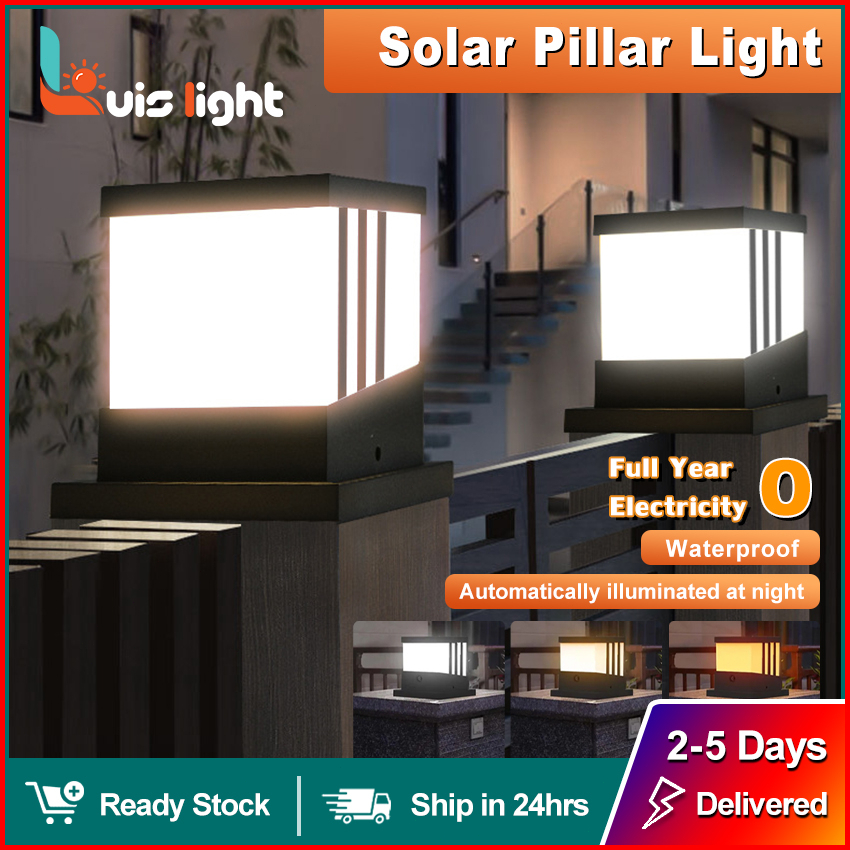 【24H Ship】Solar Post Light Outdoor Waterproof Lights Garden Column ...