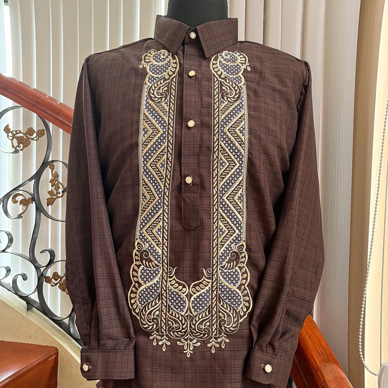 Tela with burda only (2 yards) Long Sleeves Polo Barong w/ Computerized ...