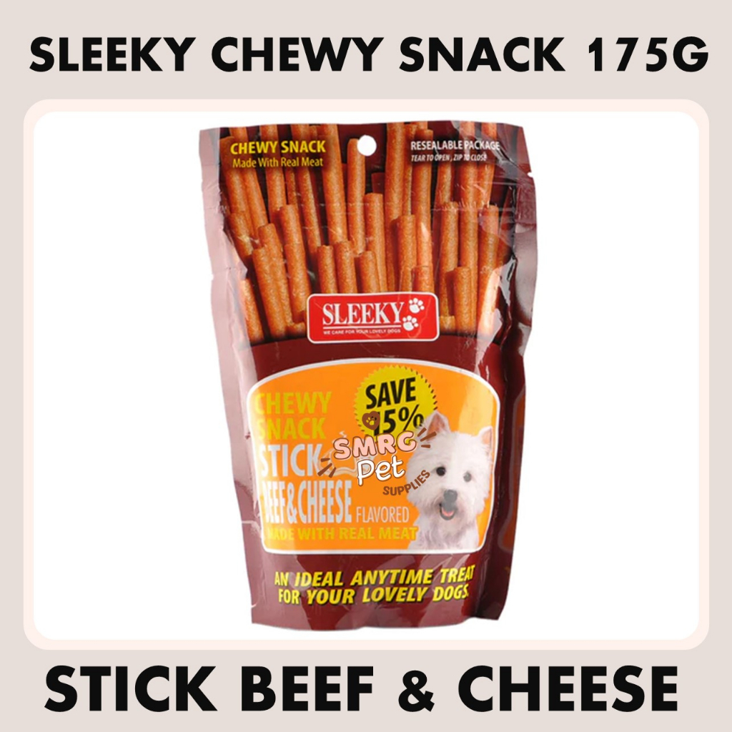 Sleeky Chewy Snack Strap Stick Dog Treats 175g Bacon Beef Beef & Cheese ...