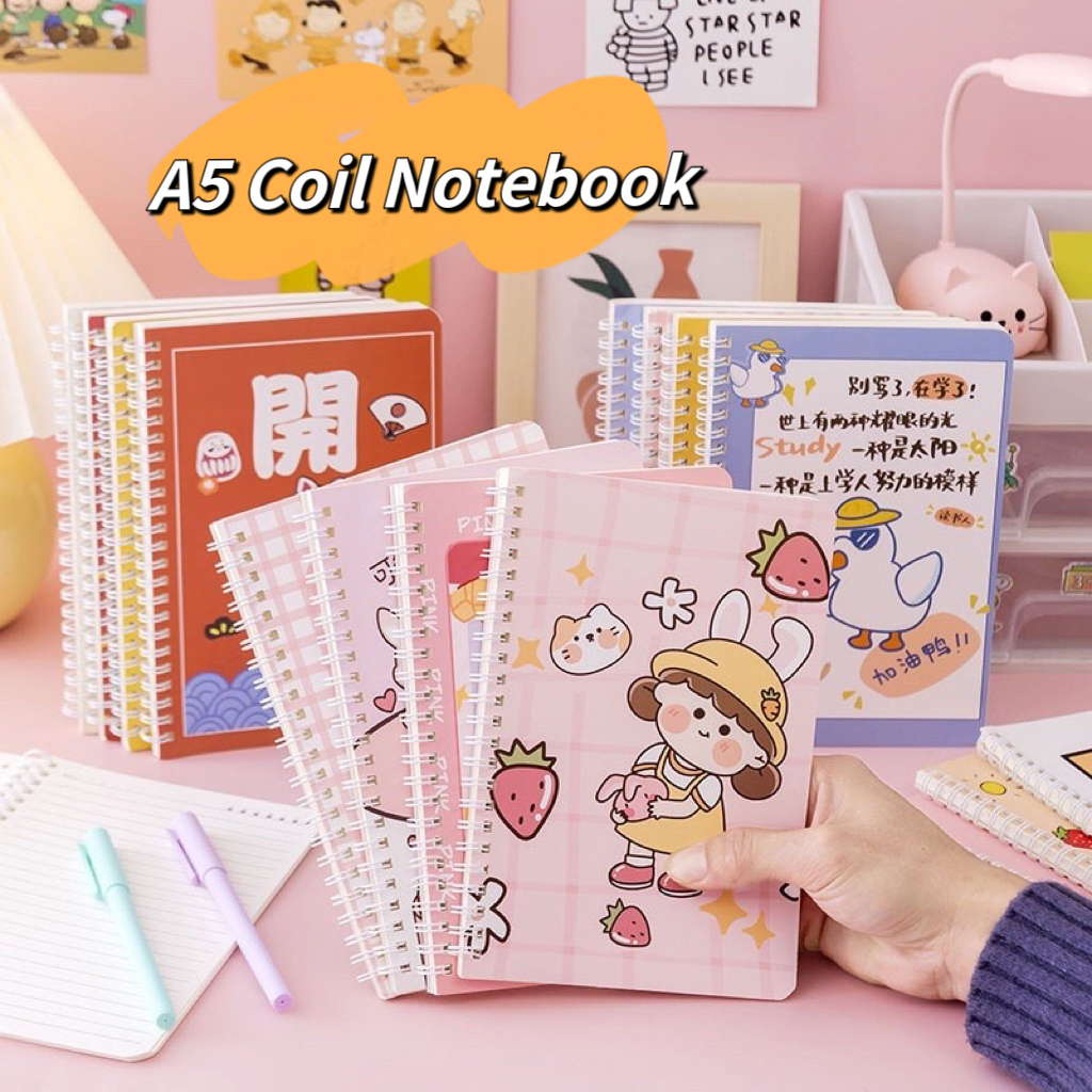 A5 Cartoon Coil Book 60 Sheets Spiral Notebook Student Horizontal Line ...