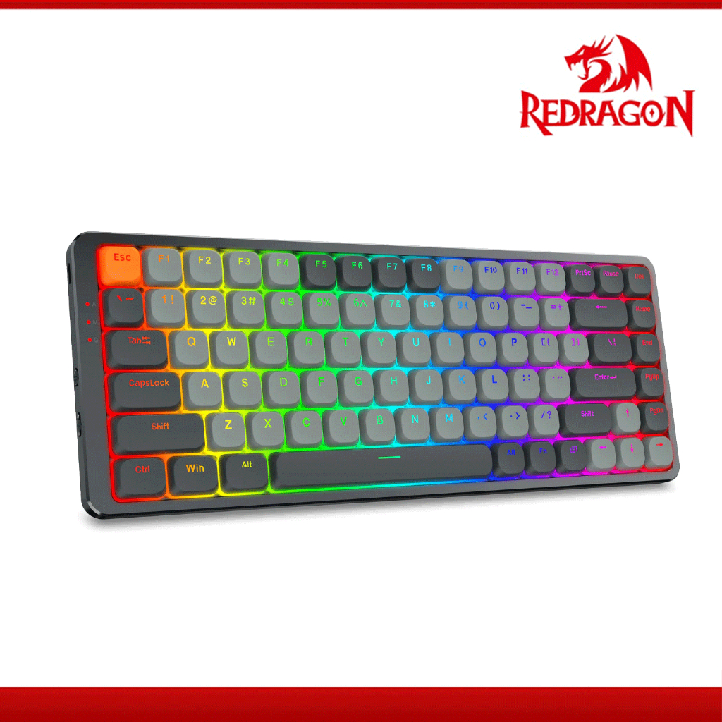 Redragon Azure Tri Mode RGB 84 Keys Mechanical Gaming Keyboard Grey Red ...