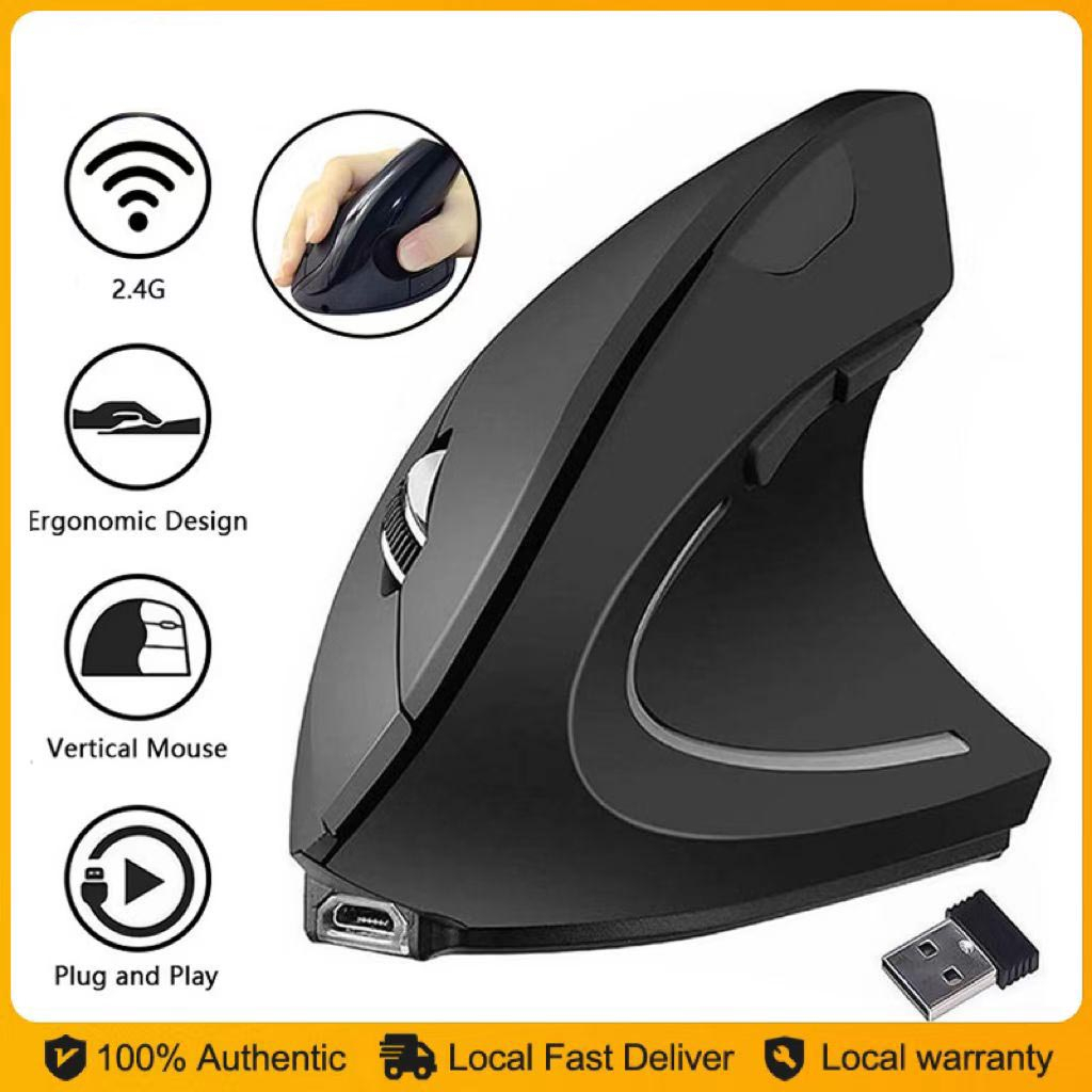 2.4G Ergonomic Vertical Mouse Wireless 2400DPI USB Optical Computer Mouse 5D H1 MOUSE | Shopee ...