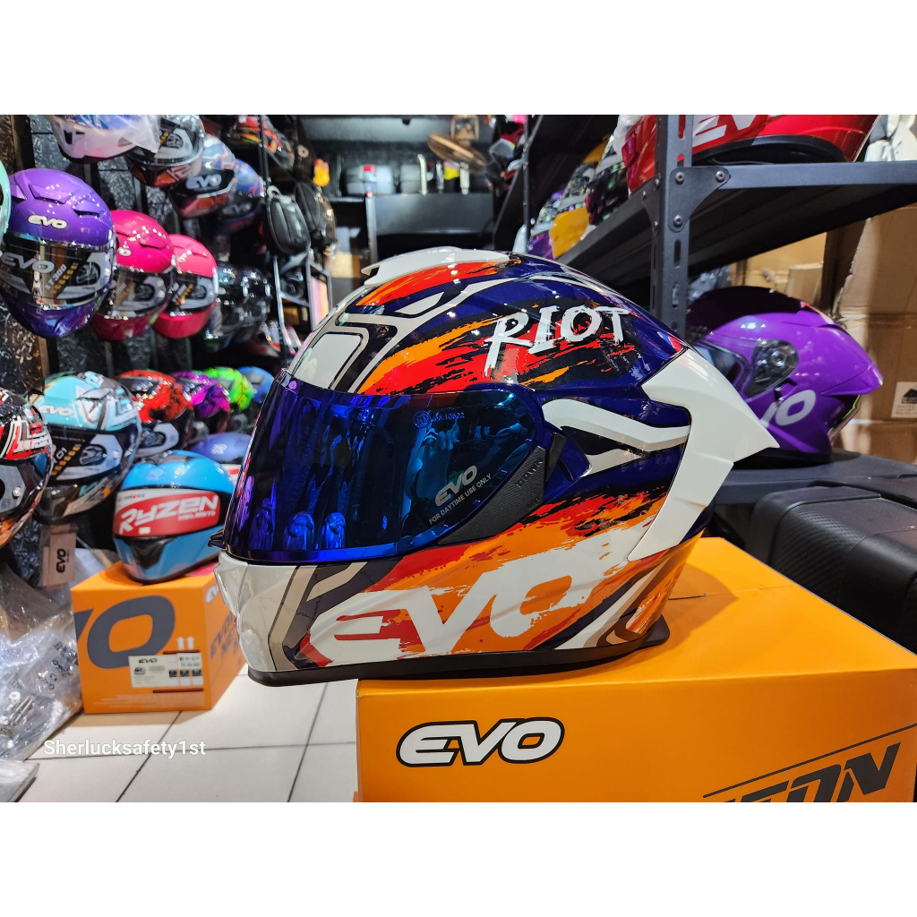 EVO GT-PRO RIOT Full Face Dual Visor Helmet with Free Clear lens ...
