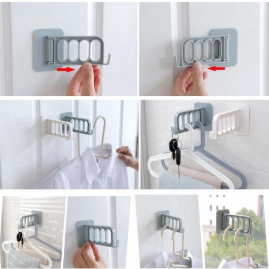4 Hole Hanger organizer, Multi Function Foldable Self-Adhesive Wall ...
