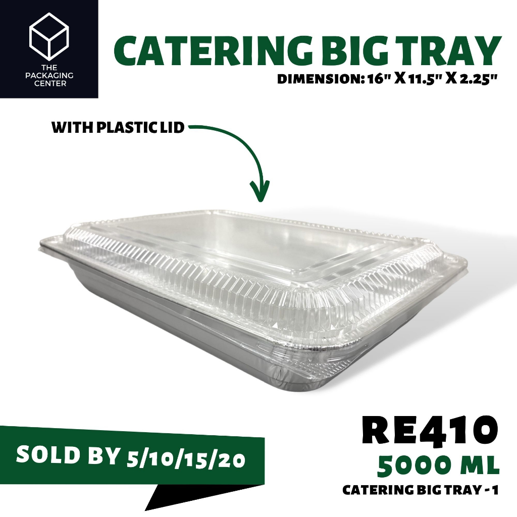 Big Catering Conchinillo Trays Aluminum Foil Tray With Plastic Lid Sold By 5 10 15 20 Shopee Philippines