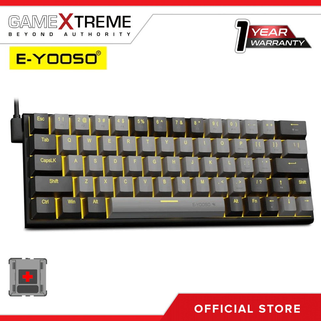 E-Yooso Z11 Monochrome Yellow Light 61 Keys Hot Swappable Mechanical ...