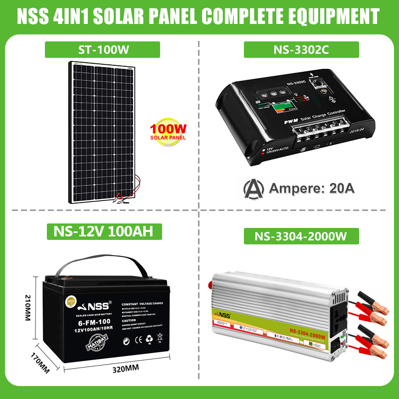 NSS 4 in 1 solar panel set for home With Battery controller system ...